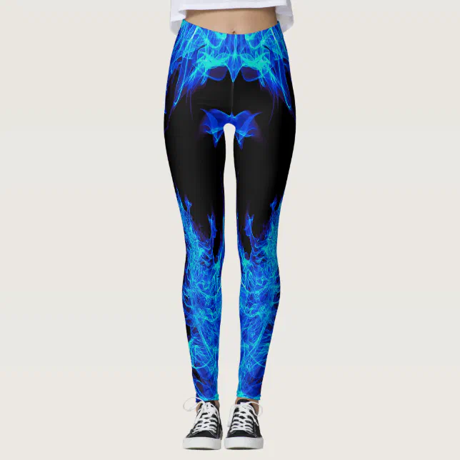 Blue Flame Fire Leggings | Zazzle