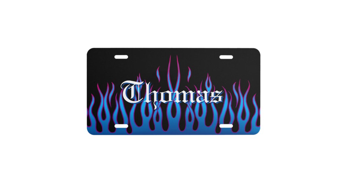 Blue Flames License Plate | Zazzle