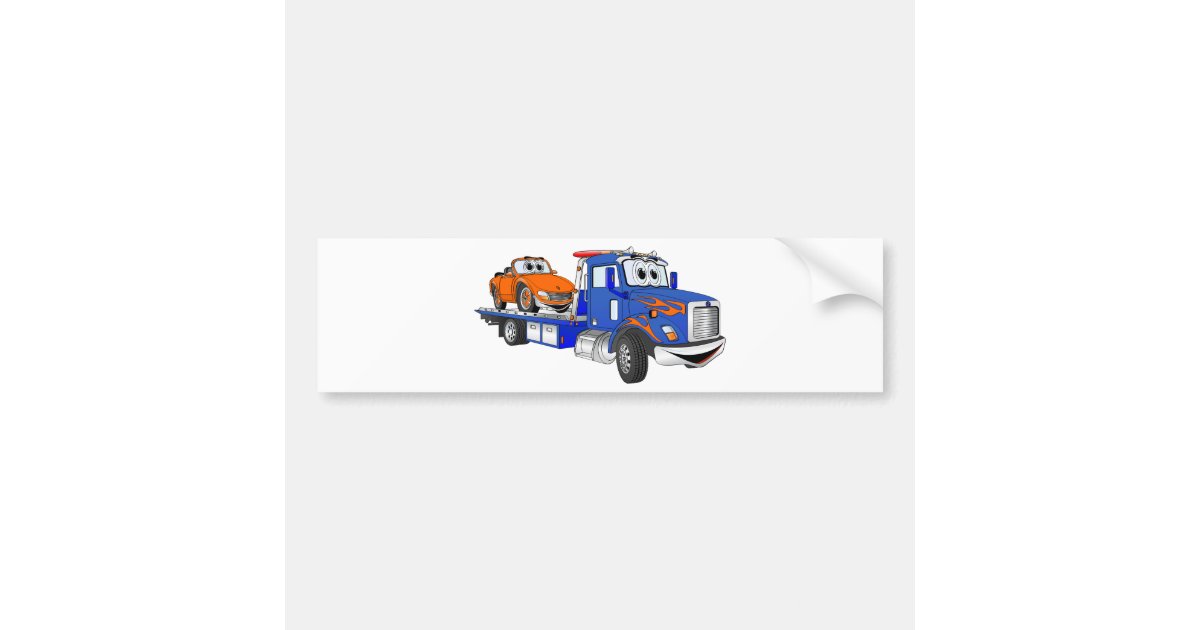 Blue Flatbed Tow Truck Bumper Sticker | Zazzle