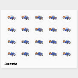 Blue Flatbed Tow Truck Classic Round Sticker | Zazzle