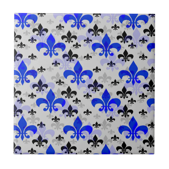 Blue Fleur De Lis Surface Pattern Design Ceramic Tile | Zazzle