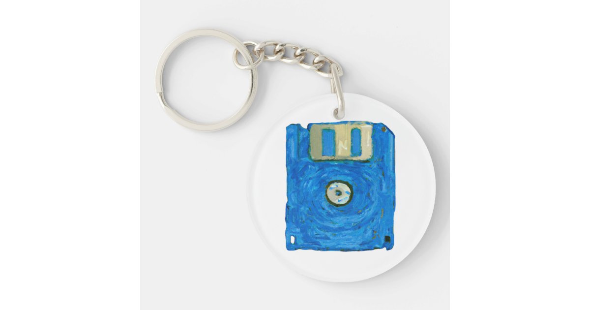 Blue floppy disk by Vincent van Gogh Keychain | Zazzle