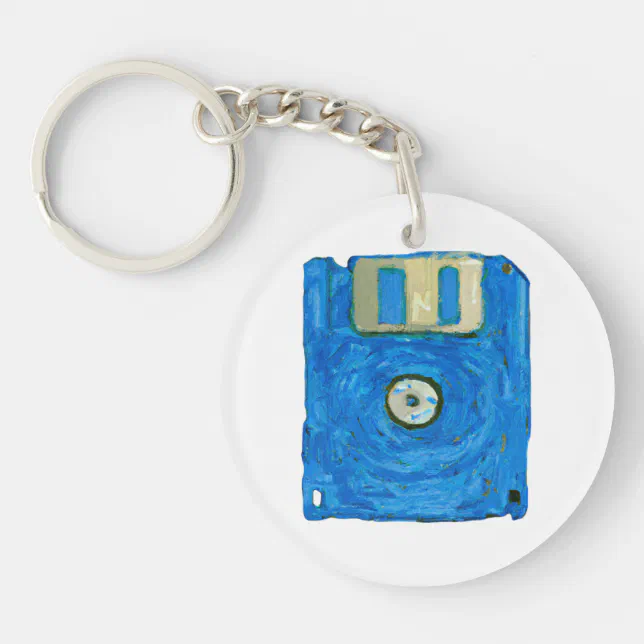 Blue floppy disk by Vincent van Gogh Keychain | Zazzle
