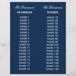 Blue Floral 18 Candles and Roses Ceremony Program | Zazzle