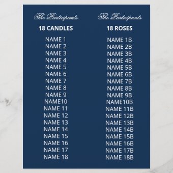 Blue Floral 18 Candles and Roses Ceremony Program | Zazzle