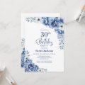 Blue Floral 30th Birthday Party Invitation | Zazzle