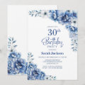 Blue Floral 30th Birthday Party Invitation | Zazzle