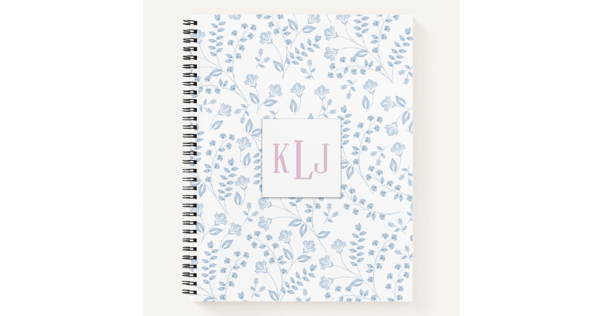 Blue Floral 8.5" x 11" Spiral Notebook | Zazzle