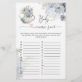 Blue floral baby name race baby shower game | Zazzle