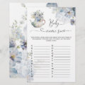 Blue floral baby name race baby shower game | Zazzle