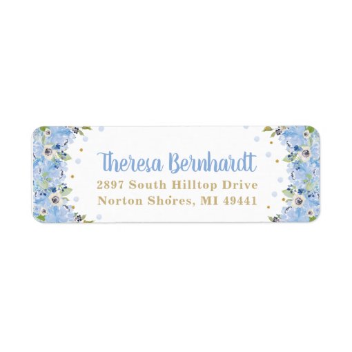 Blue Floral Baby Shower Boy Birthday Address Label | Zazzle