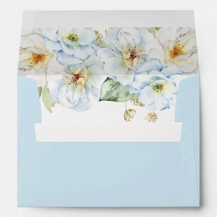 Blue Floral Baby Shower Invitation Envelope | Zazzle