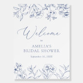 Blue Floral Chinoiserie Bridal Shower Welcome Sign | Zazzle