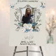Blue Floral Crest Funeral Photo Funeral Sign | Zazzle