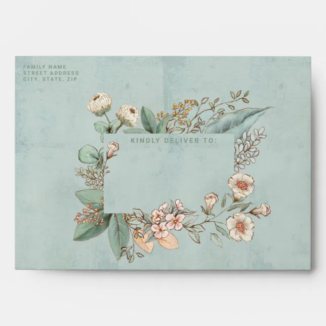 Blue Floral Envelope | Zazzle