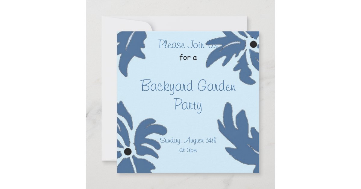 Blue Floral Garden Party Invitation | Zazzle