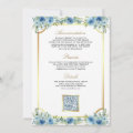 Blue Floral Gold Catholic Cross QR Code Wedding Invitation | Zazzle