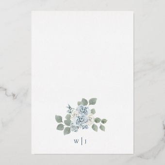 Blue Floral Gold Wedding Foil Invitation | Zazzle