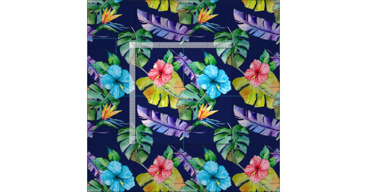 Blue Floral Hawaiian Fabric | Zazzle