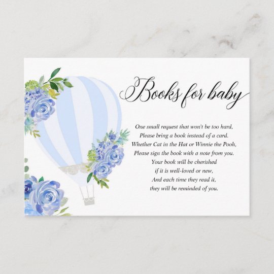 Blue floral hot air balloon book instead of card | Zazzle.com
