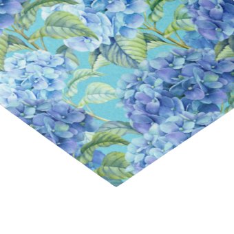 Blue floral Hydrangea Flower pattern Tissue Paper | Zazzle