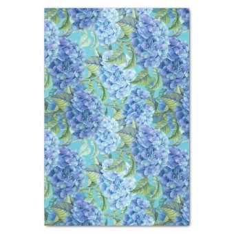 Blue floral Hydrangea Flower pattern Tissue Paper | Zazzle