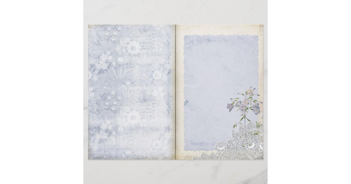 Blue Floral & Lace Shabby Journal Page | Zazzle