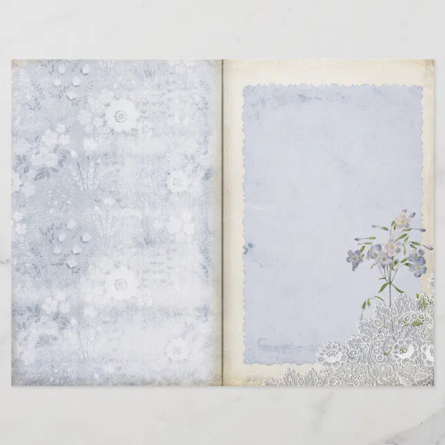 Blue Floral & Lace Shabby Journal Page | Zazzle