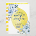 Blue Floral Lemon First Birthday Invitation | Zazzle