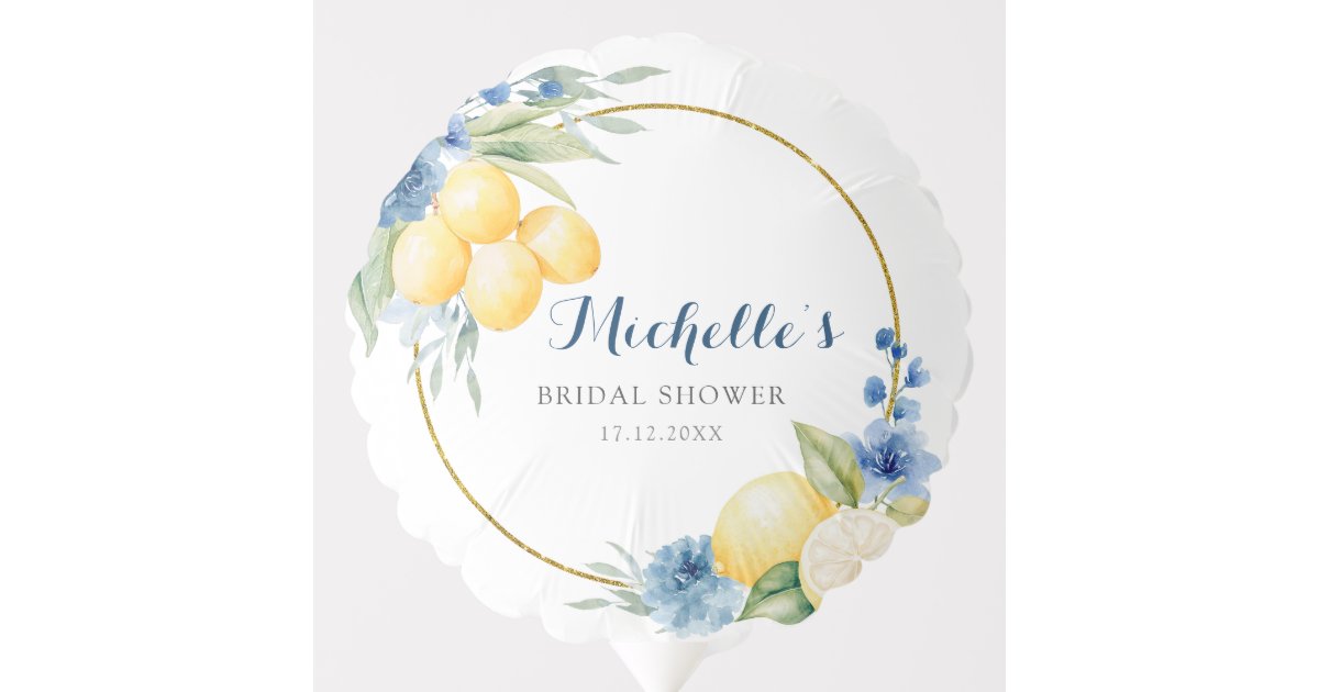 Blue Floral Lemon Main Squeeze Baby Shower Balloon | Zazzle