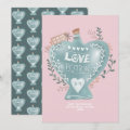 Blue floral love potion bottle Valentine day pink Holiday Card | Zazzle