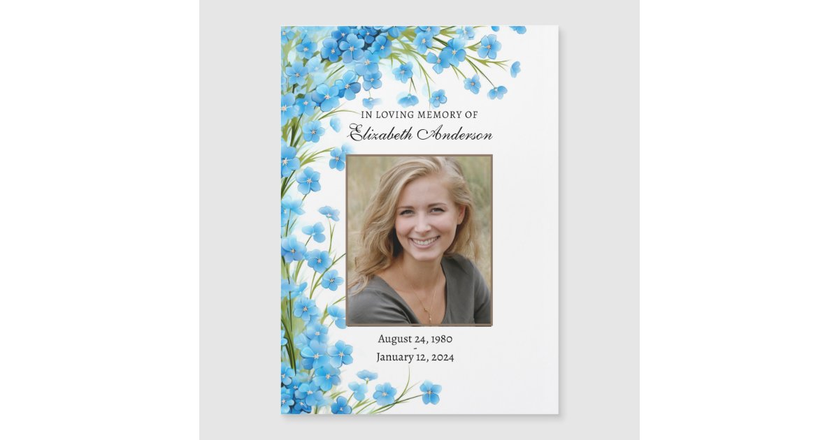 Blue Floral Memorial Funeral Sympathy | Zazzle