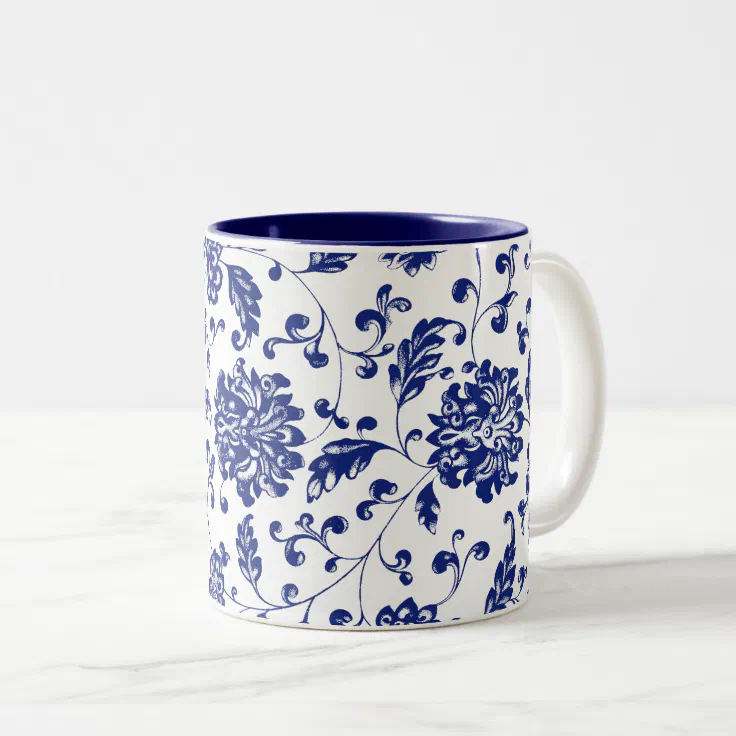 Blue Floral Mug | Zazzle