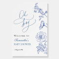 Blue Floral Oh Boy Baby Shower Welcome Foam Board | Zazzle