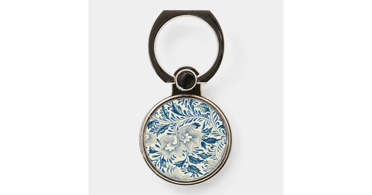 Blue Floral Pattern Antique Asian Design Phone Ring Stand | Zazzle