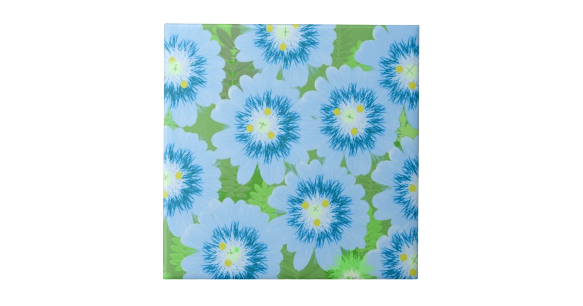 Blue Floral Pattern Ceramic Tile | Zazzle