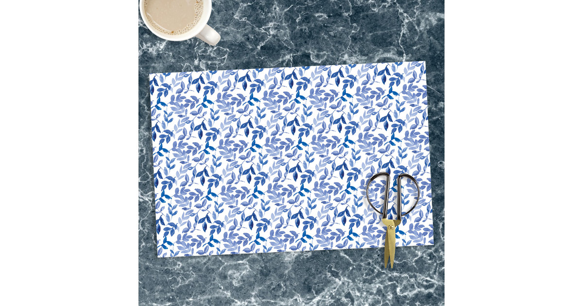 Blue Floral Pattern Decoupage Tissue Paper | Zazzle