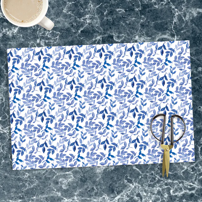 Blue Floral Pattern Decoupage Tissue Paper | Zazzle