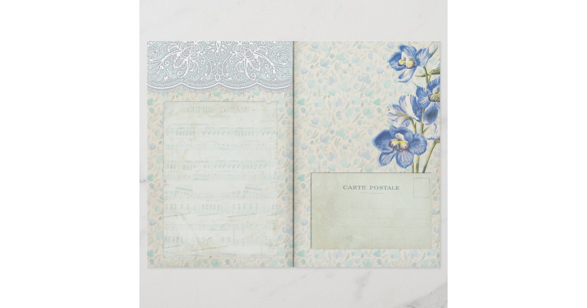 Blue Floral Patterned & Lace Journal Page | Zazzle