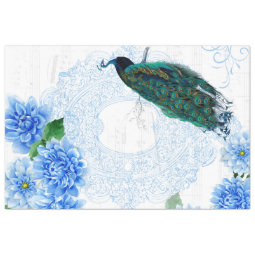Blue Floral Peacock Tissue Paper | Zazzle