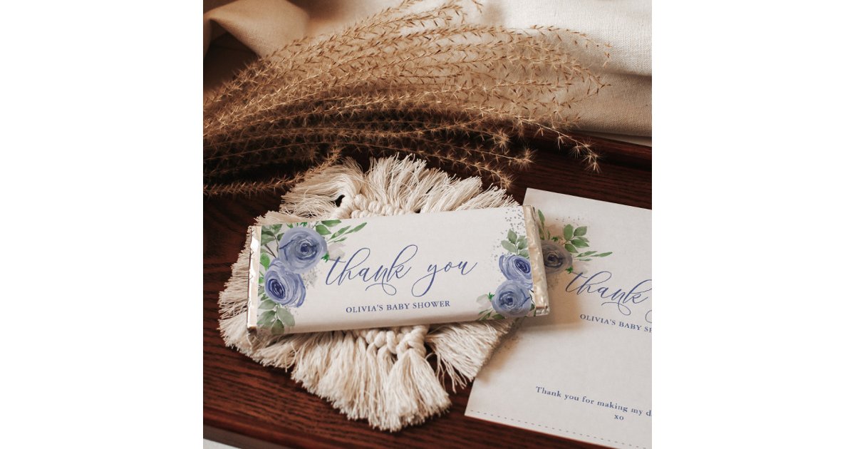 Blue Floral Personalized Candy Bar Wrapper | Zazzle