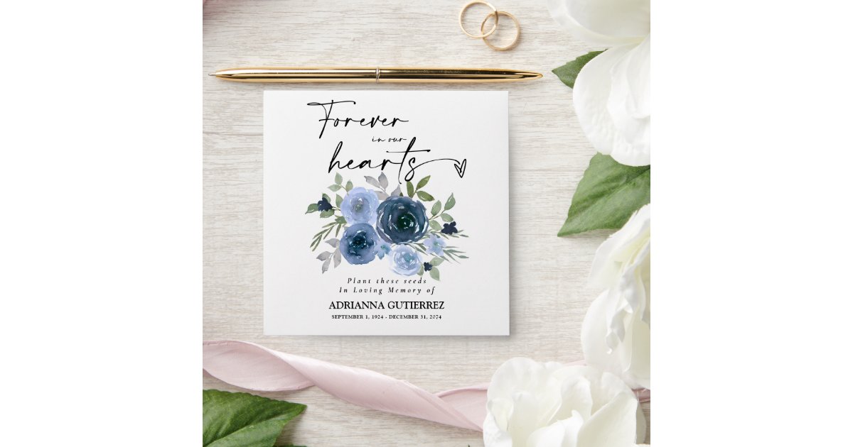 Blue Floral Seed Packet Memorial Funeral Envelope | Zazzle