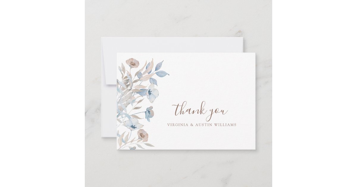 Blue Floral Thank You Card | Zazzle