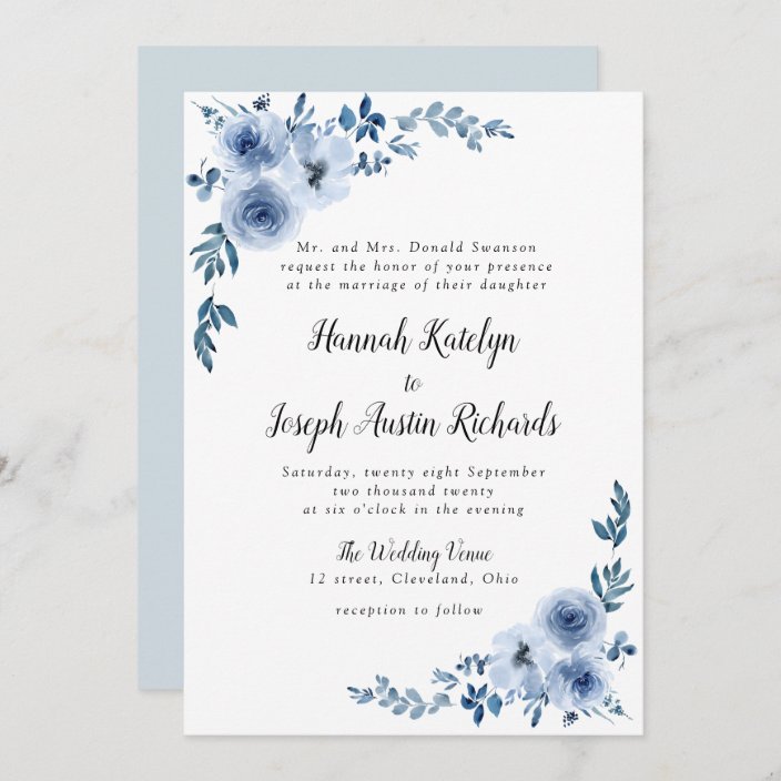 blue floral wedding invitation | Zazzle.com