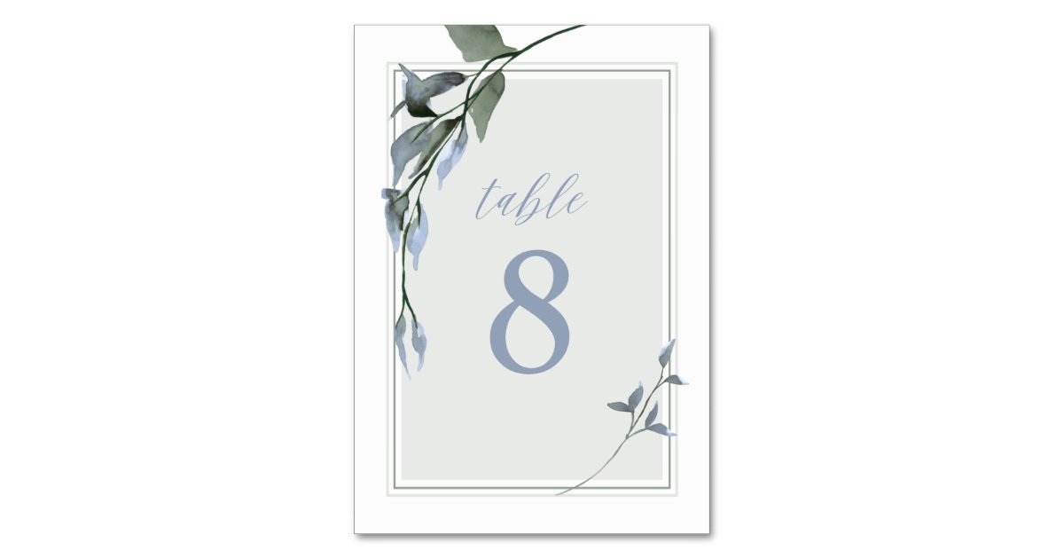 Blue Floral Wedding Reception Table Number | Zazzle