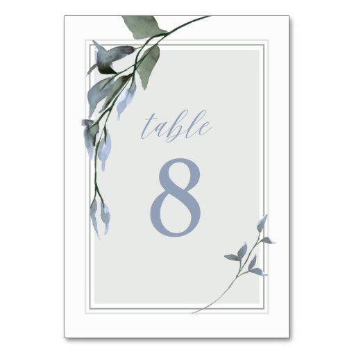 Blue Floral Wedding Reception Table Number | Zazzle