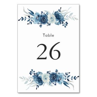 Blue floral wedding table number | Zazzle