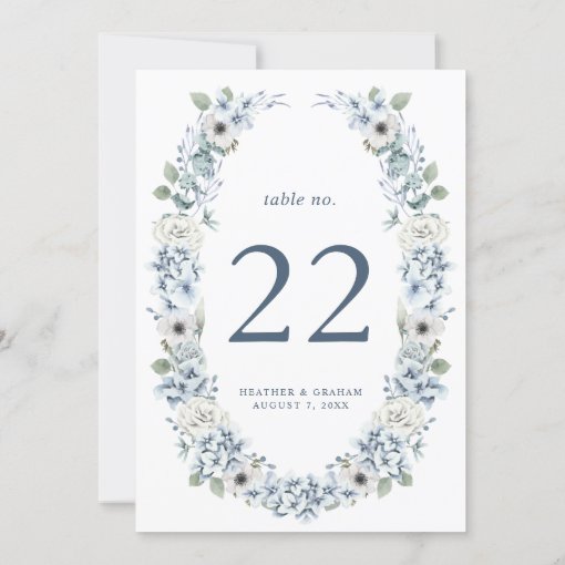 Blue Floral Wedding Table Number | Zazzle