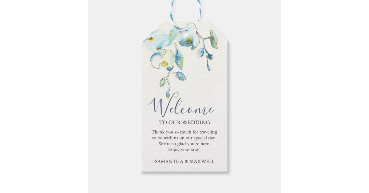 Blue Floral Welcome Gift Tags | Zazzle