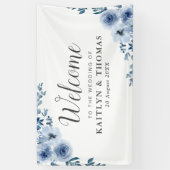 blue floral welcome wedding banner | Zazzle